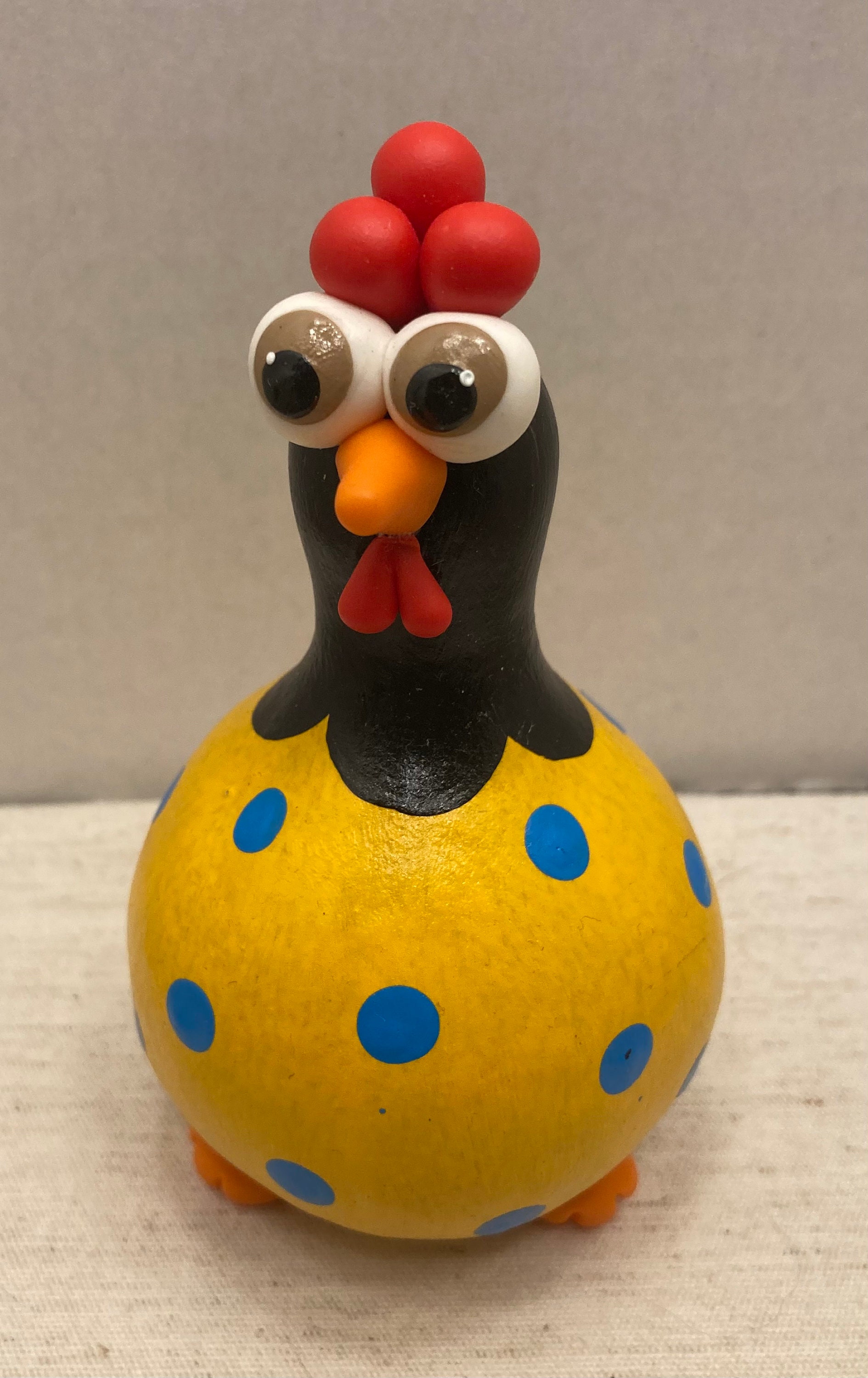 Cute Gourd Chicken Yellow, Blue Polka Dots / Organic / Eco-friendly - Etsy