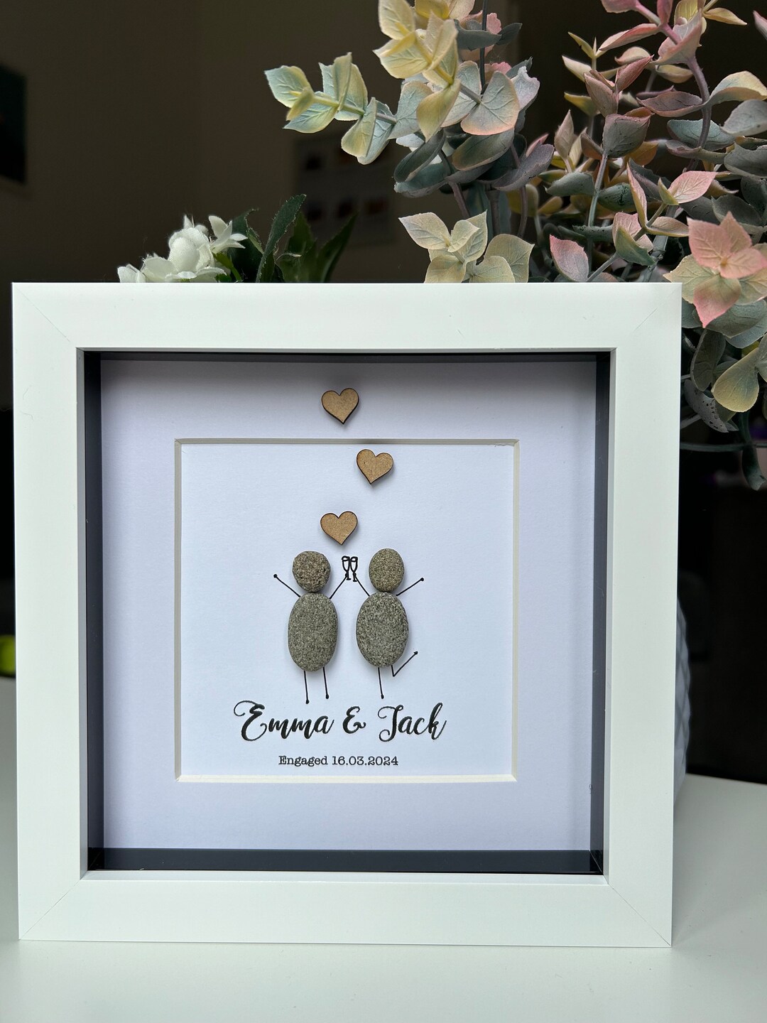 Personalised Engagement Gift, Engagement Pebble Picture, Engagement ...