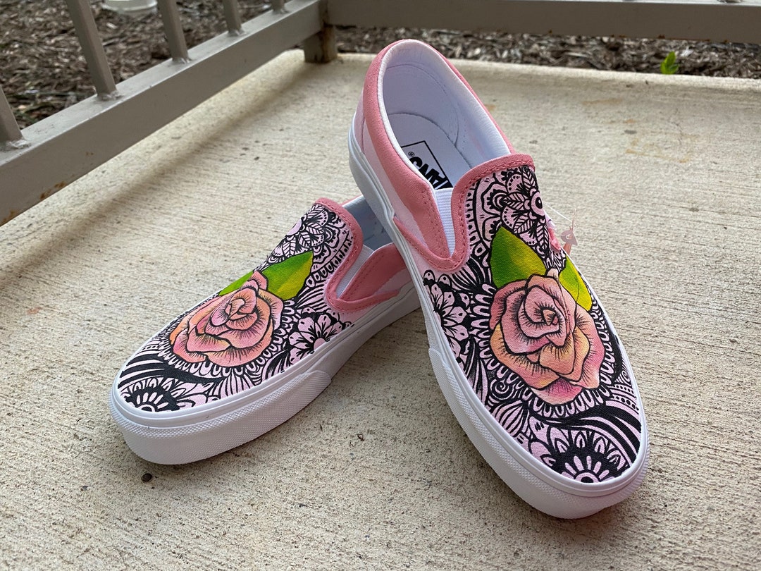 CUSTOM ROSE VANS - Etsy