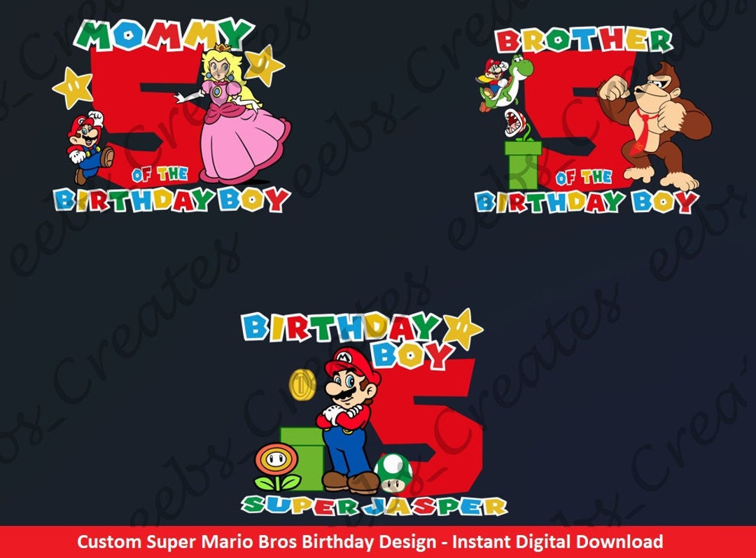 Custom Super Mario Bros Birthday Design - PNG Digital Download - Etsy