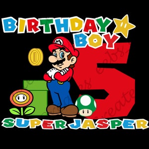 Custom Super Mario Bros Birthday Design - PNG Digital Download - Etsy