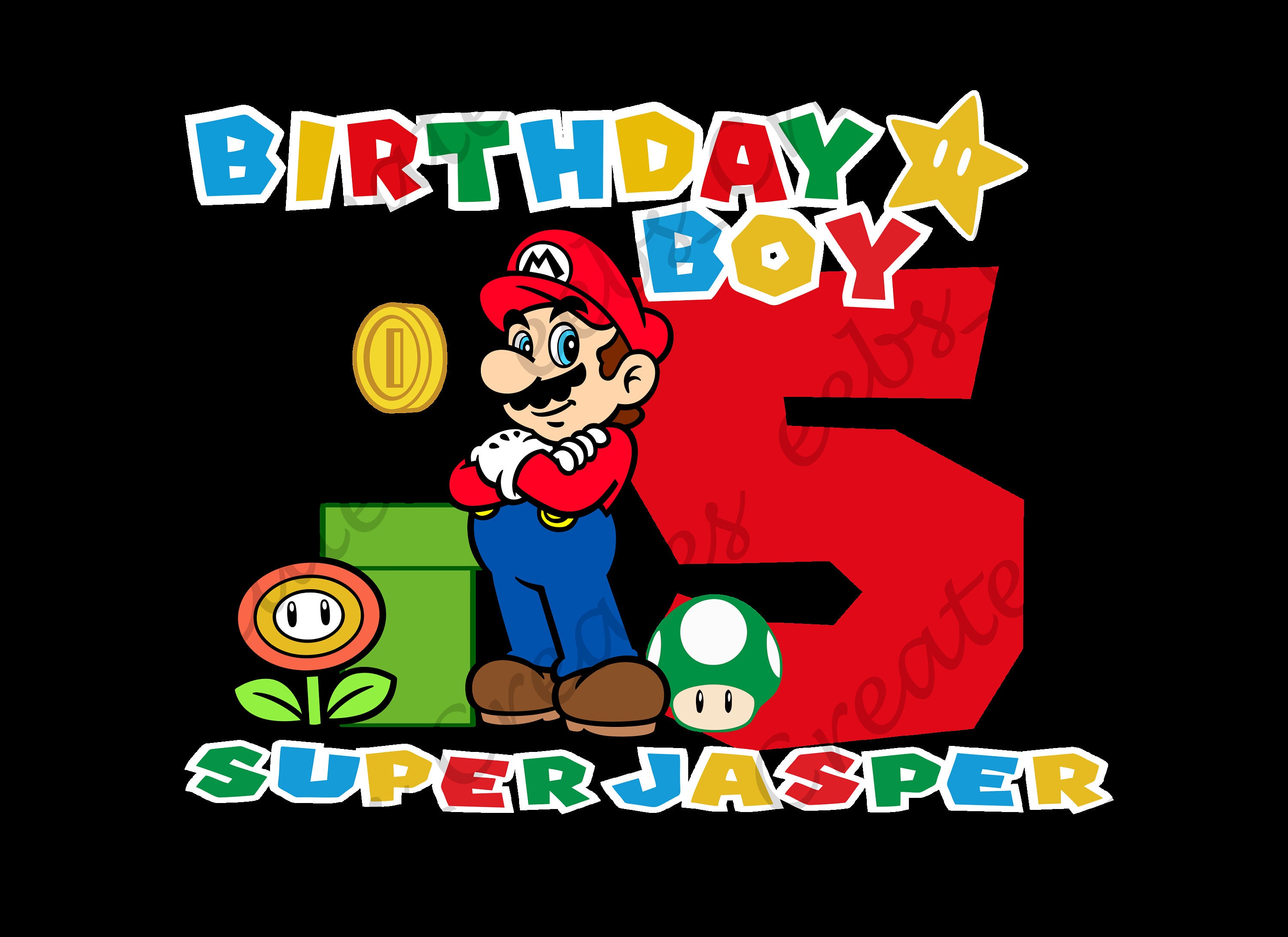 Custom Super Mario Bros Birthday Design - PNG Digital Download - Etsy