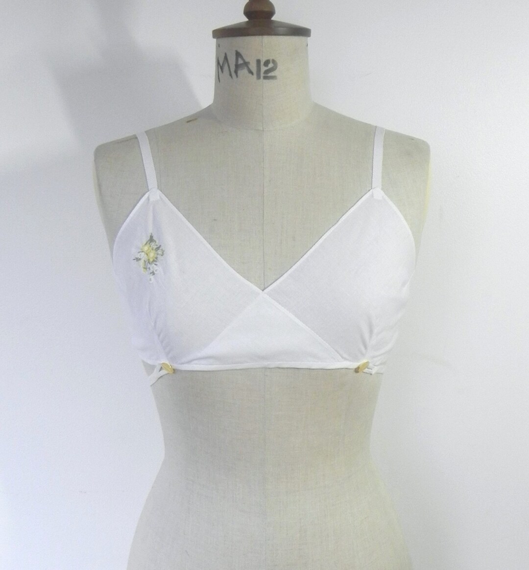 Handkerchief Kestos Bra, Embroidered Yellow Flower - Etsy