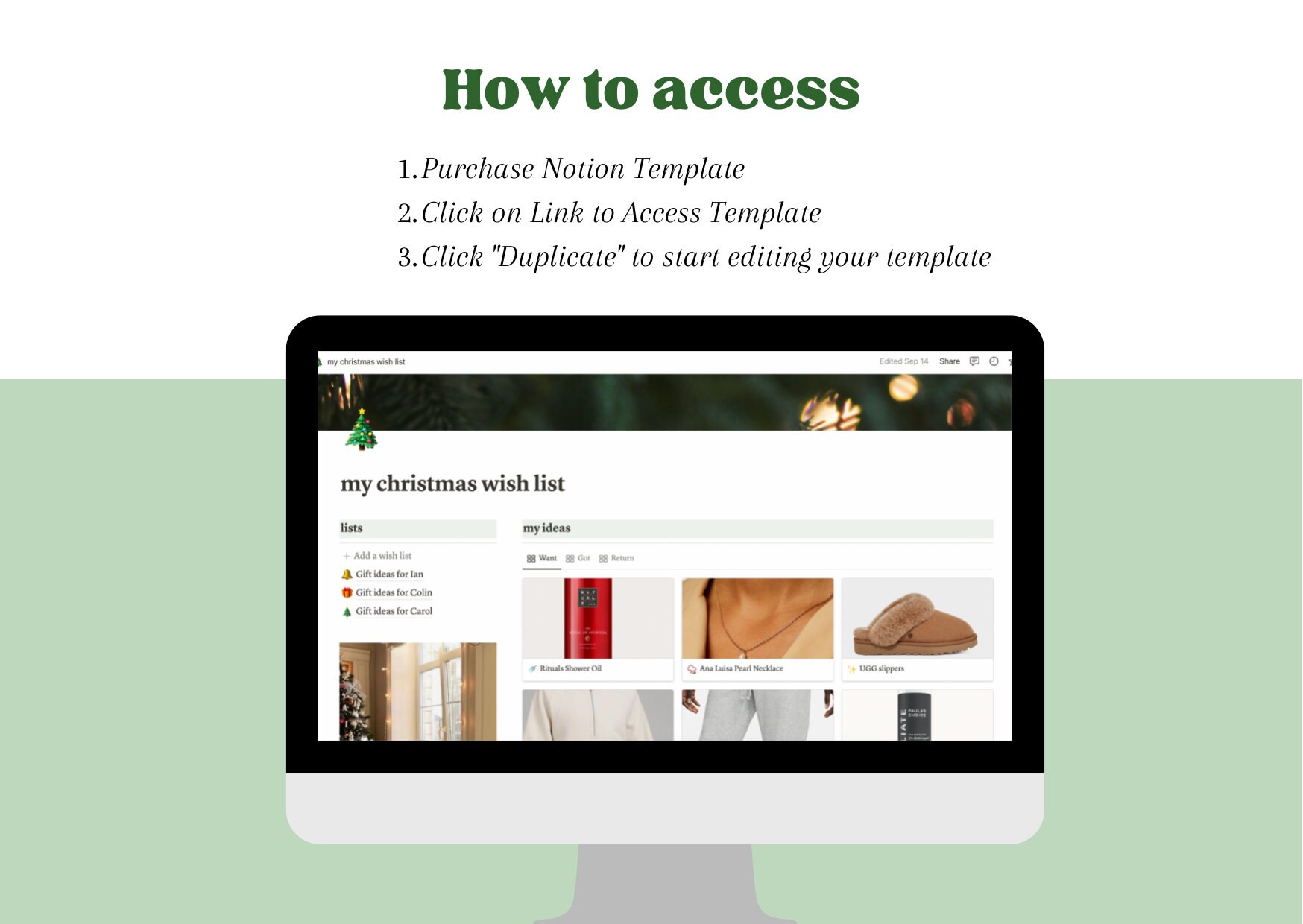 Notion Gift Tracker | Notion Digital Planner Holiday Christmas Gift ...
