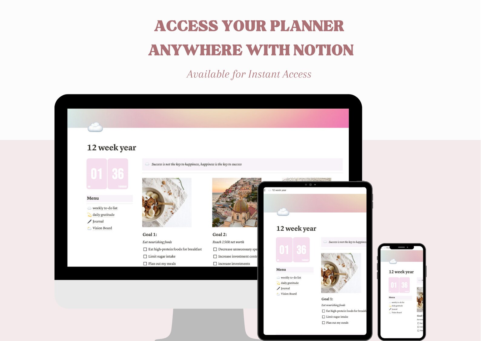 Notion Goal Template | Notion 12 Week Year Digital Planner Goal ...