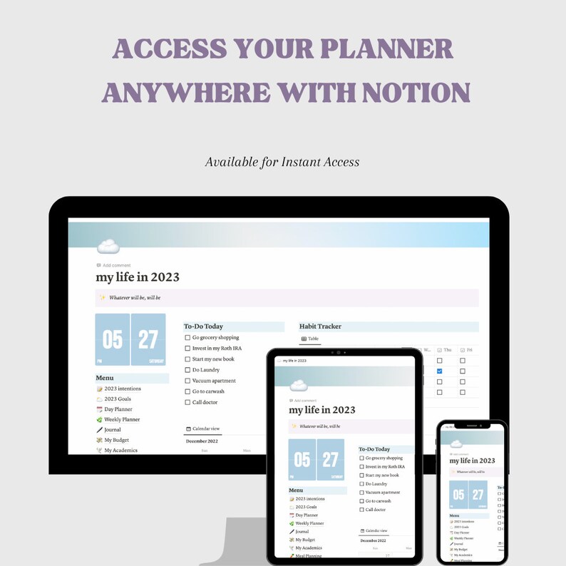 Notion Template Personal Planner Notion Dashboard All in - Etsy