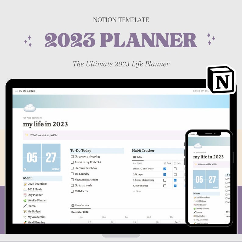 Notion Template Personal Planner Notion Dashboard, All in One Notion Template, Notion Planner ...