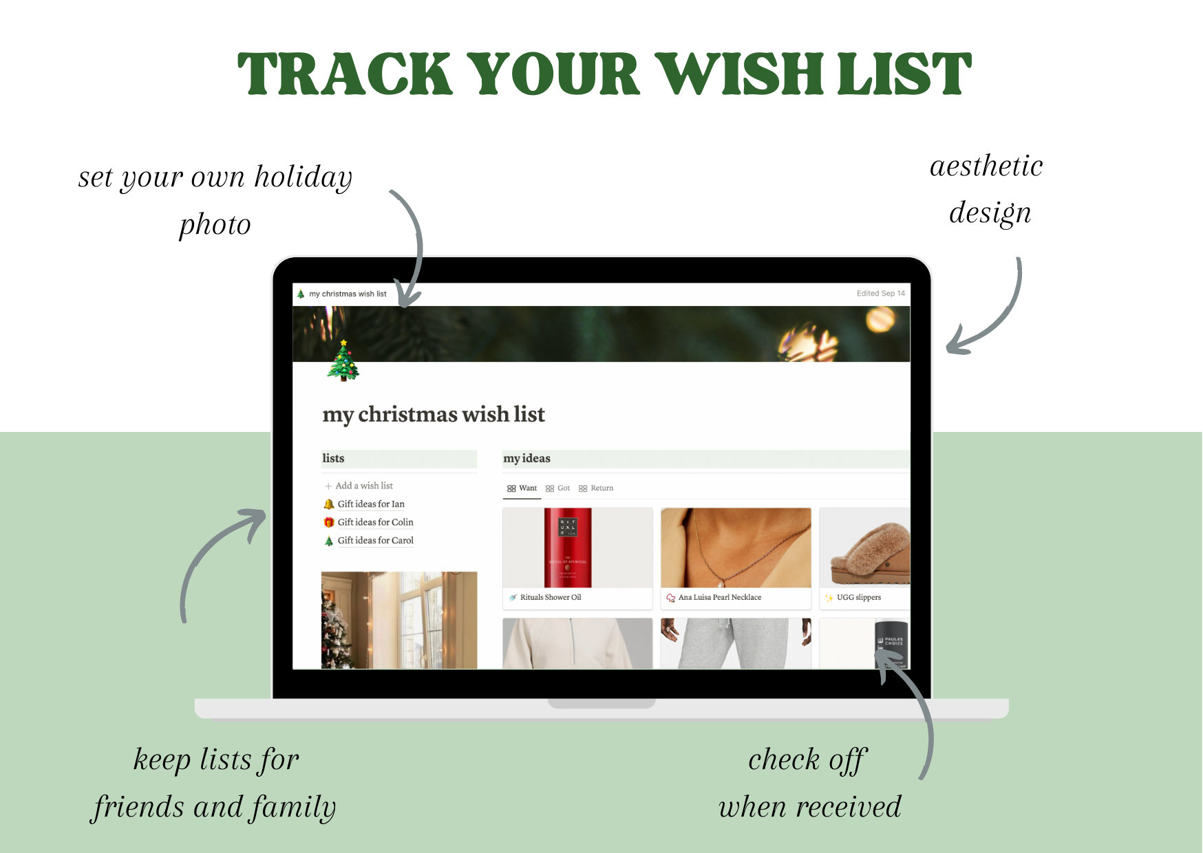 Notion Gift Tracker | Notion Digital Planner Holiday Christmas Gift ...