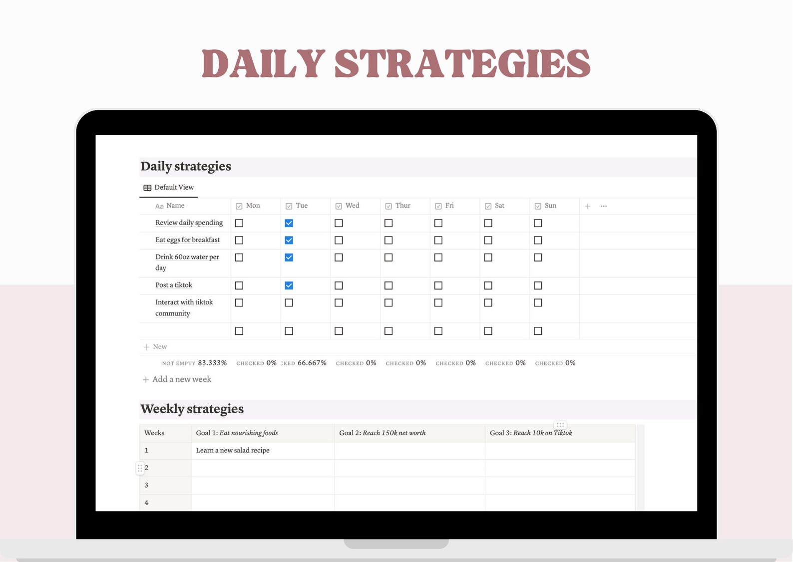 Notion Goal Template | Notion 12 Week Year Digital Planner Goal ...