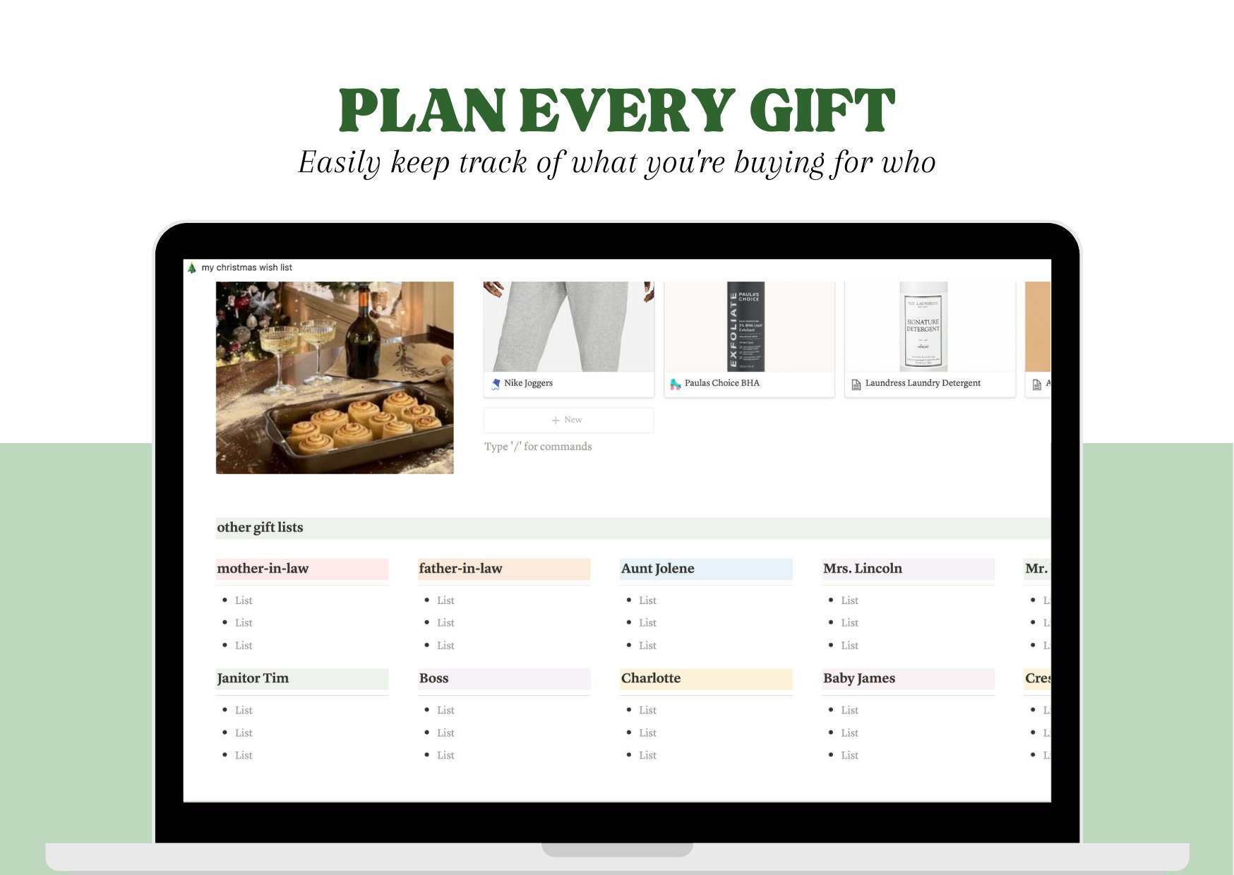 Notion Gift Tracker | Notion Digital Planner Holiday Christmas Gift ...