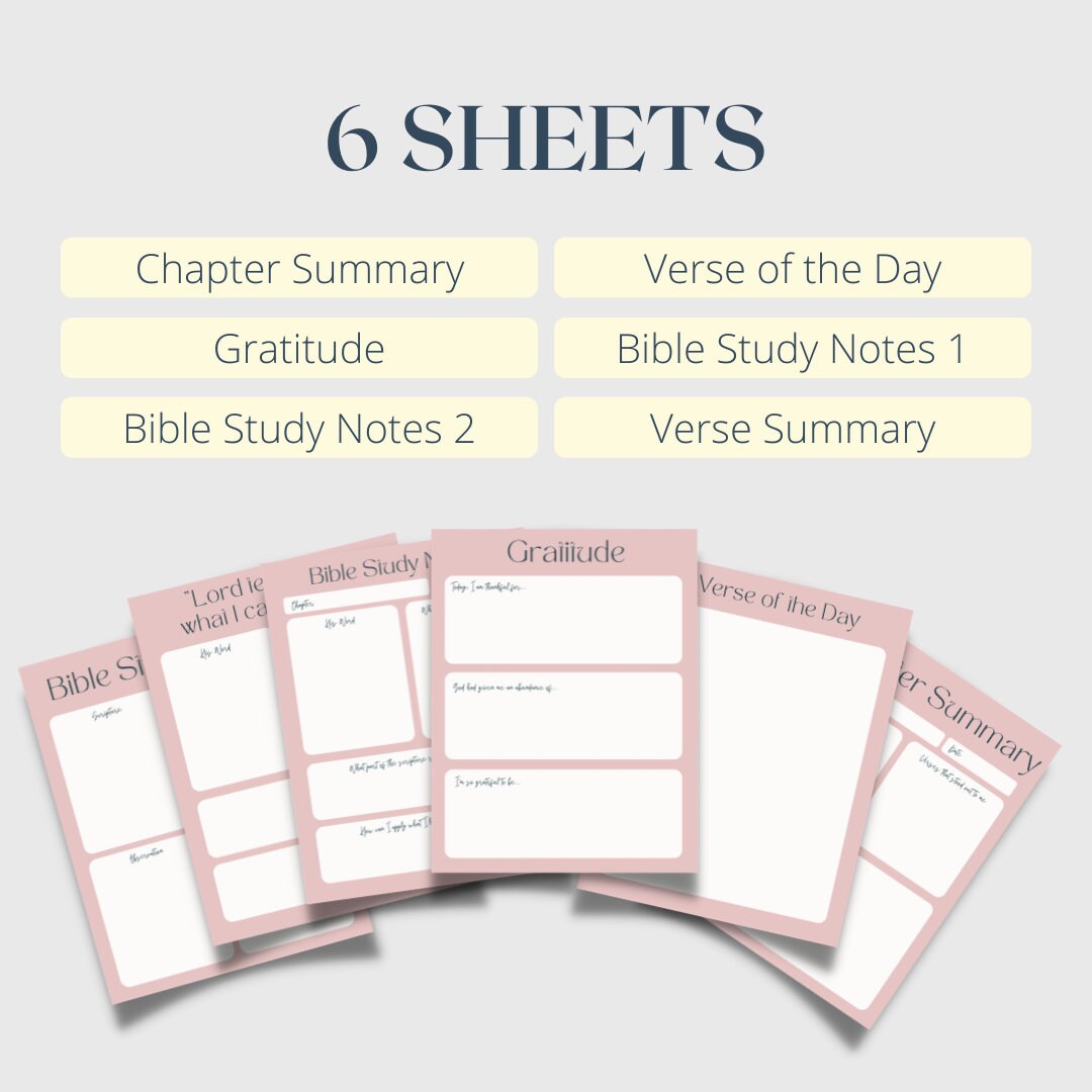 Printable Bible Study Notes Template | Instant Download Bible Chapter ...