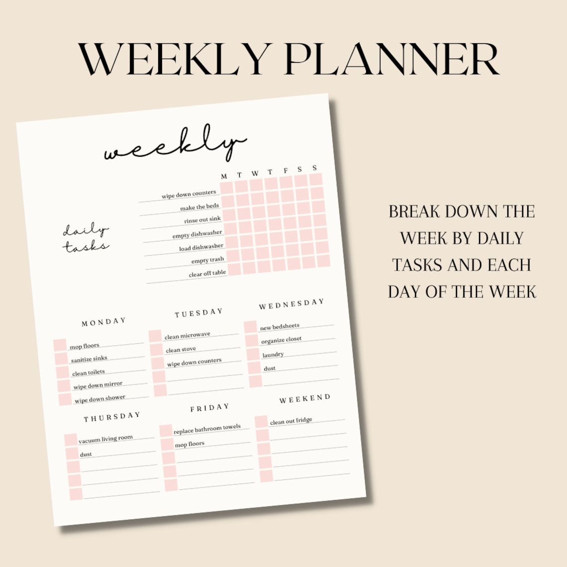 Editable Cleaning Planner Template Weekly Cleaning Routine - Etsy