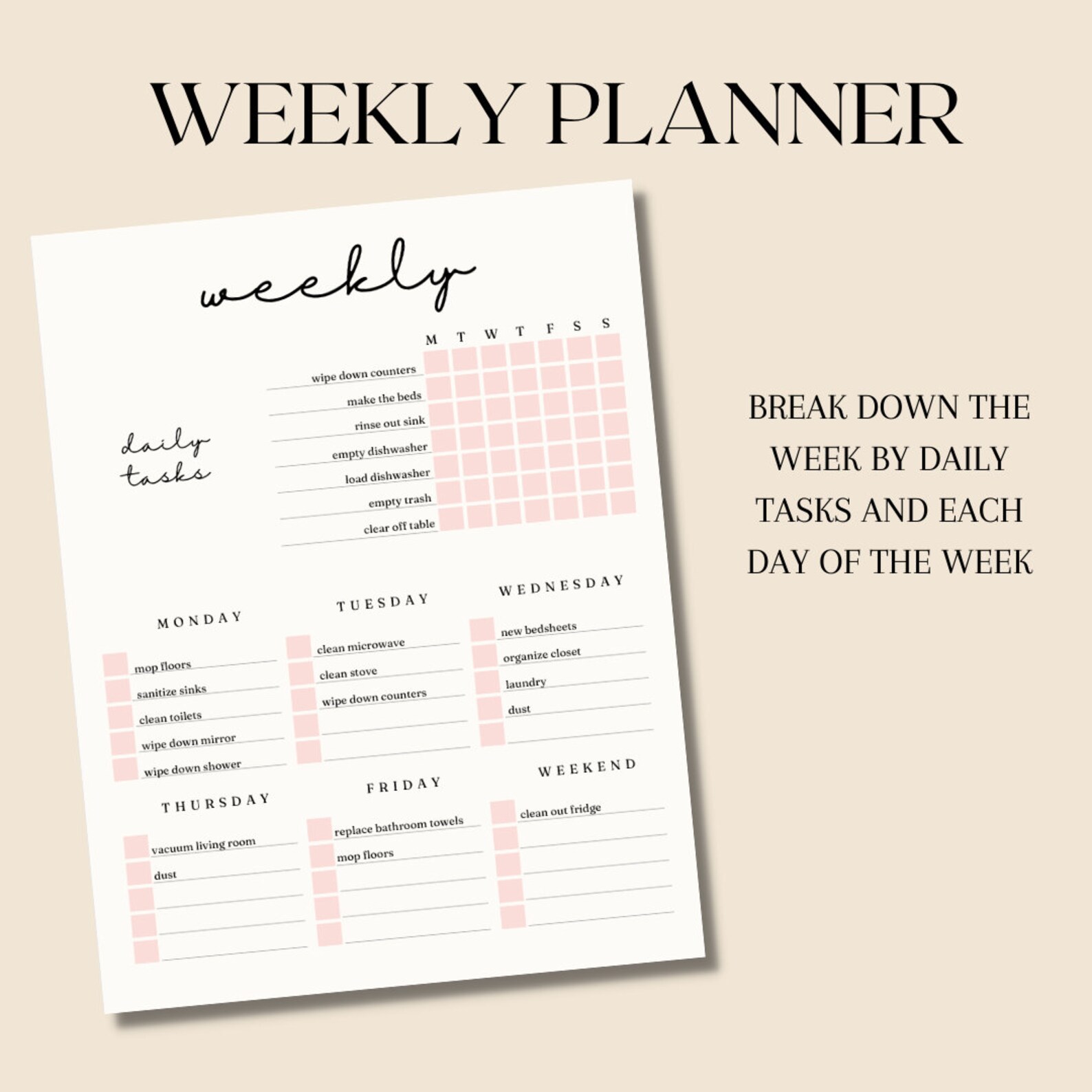 Editable Cleaning Planner Template Weekly Cleaning Routine - Etsy