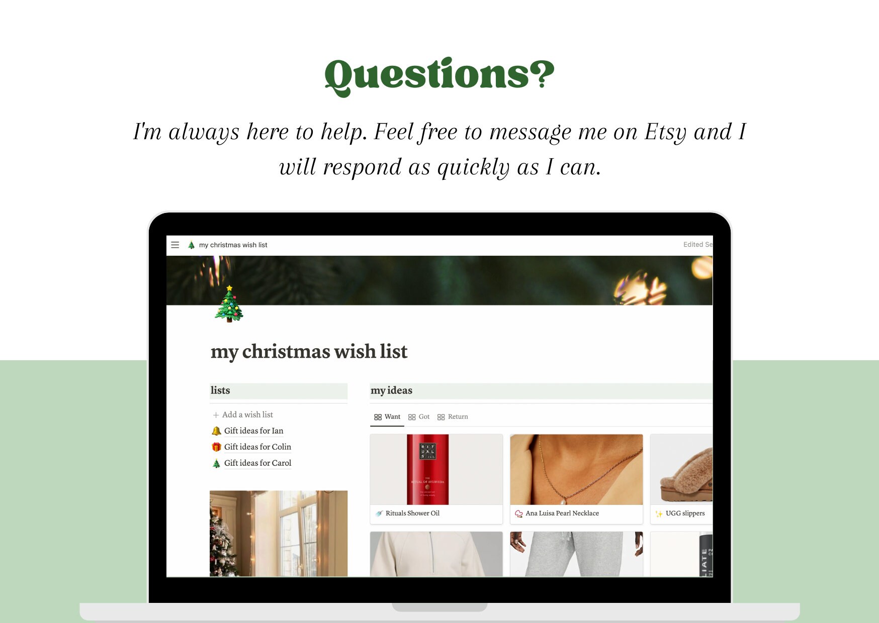 Notion Gift Tracker | Notion Digital Planner Holiday Christmas Gift ...