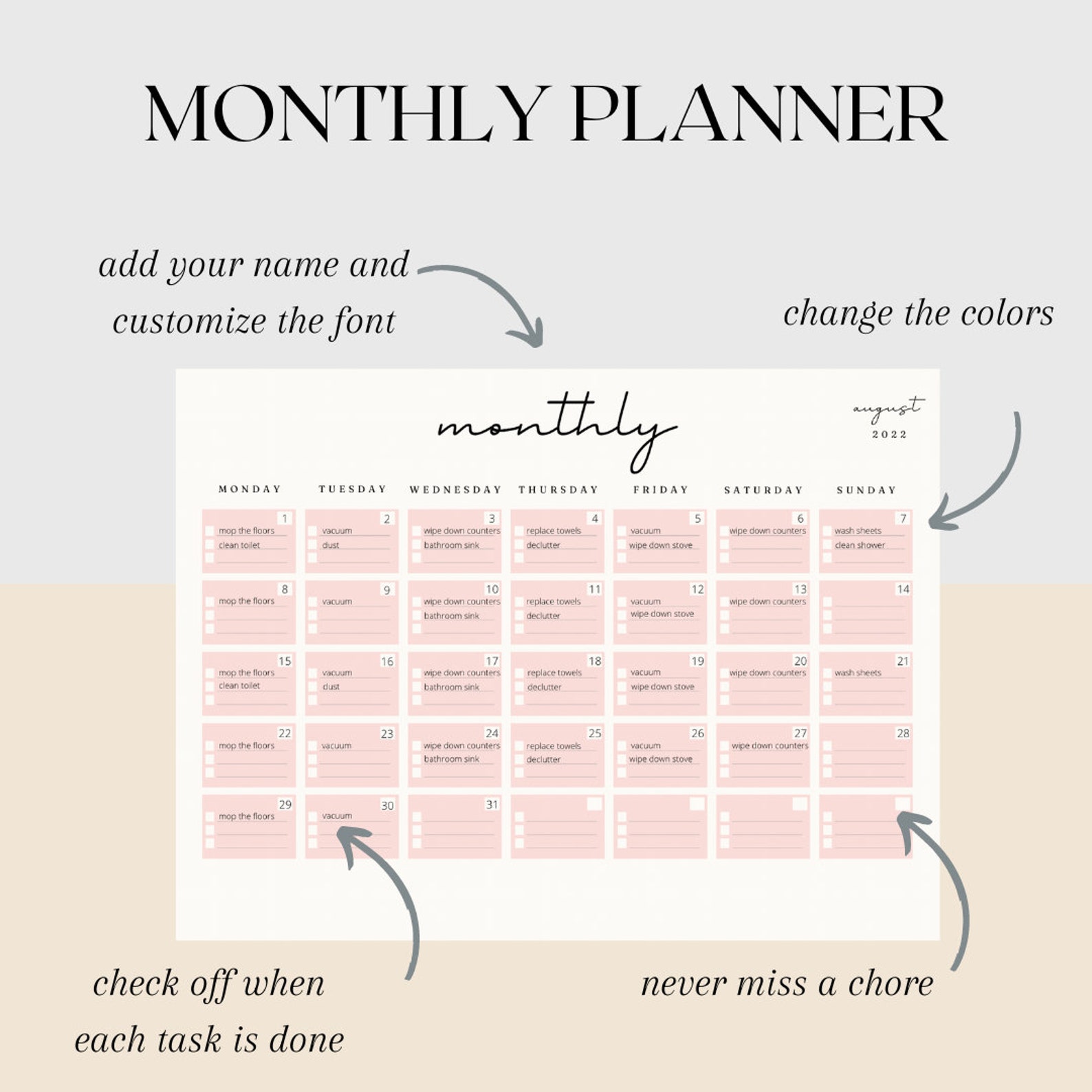 Editable Cleaning Planner Template Weekly Cleaning Routine - Etsy