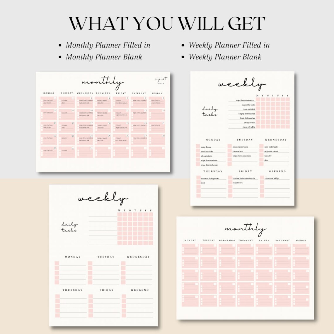 Editable Cleaning Planner Template Weekly Cleaning Routine - Etsy