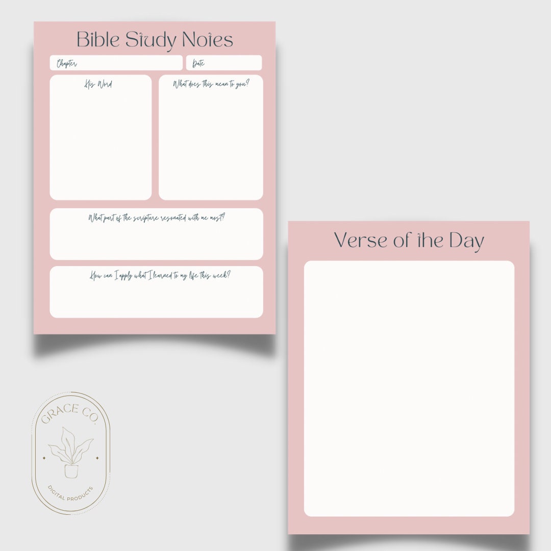 Printable Bible Study Notes Template | Instant Download Bible Chapter ...