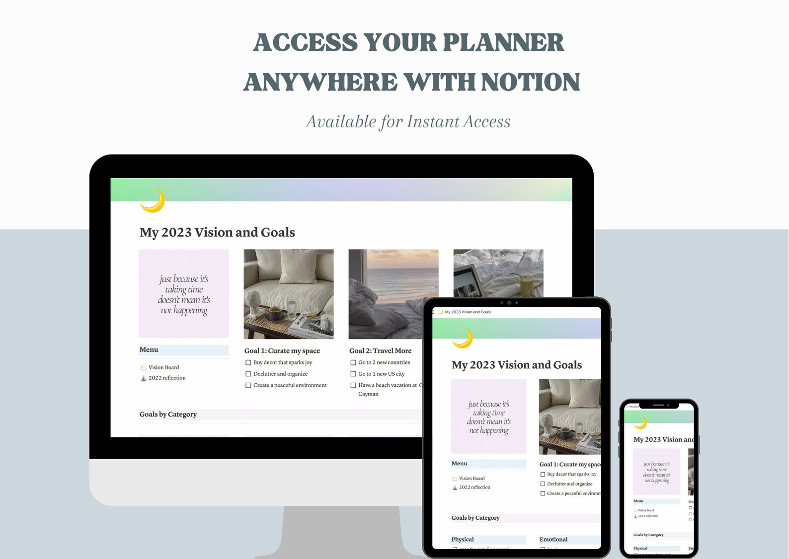 Notion 2023 Goal Template Notion Dashboard, All in One Notion Template, Notion Planner, Notion ...