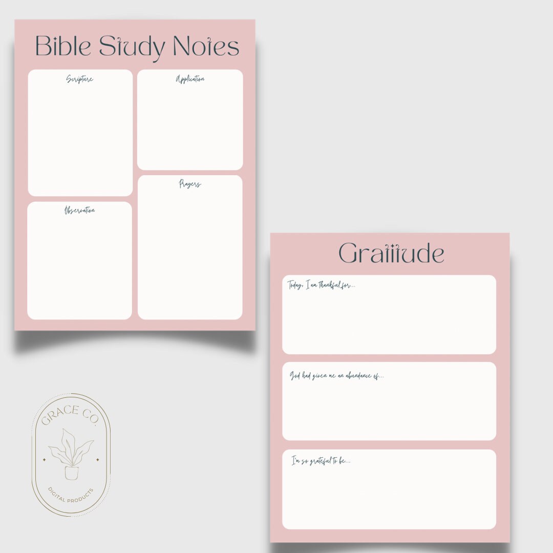 Printable Bible Study Notes Template | Instant Download Bible Chapter ...