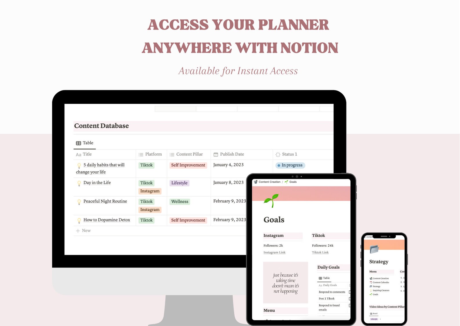 Notion Social Media Planner Notion Content Creation Template, Notion Content Creation Planner ...
