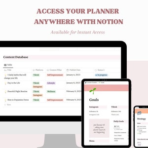 Notion Social Media Planner | Notion Content Creation Template, Notion Content Creation Planner ...