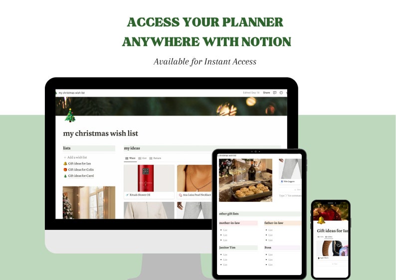 Notion Gift Tracker | Notion Digital Planner Holiday Christmas Gift ...