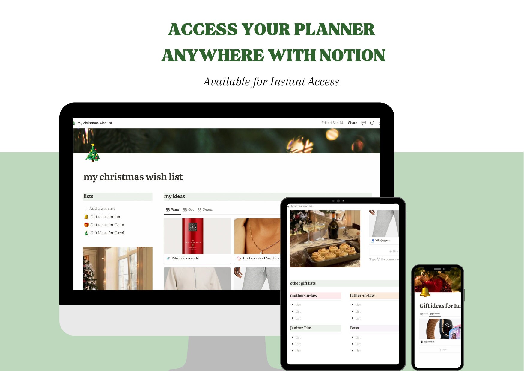 Notion Gift Tracker | Notion Digital Planner Holiday Christmas Gift ...