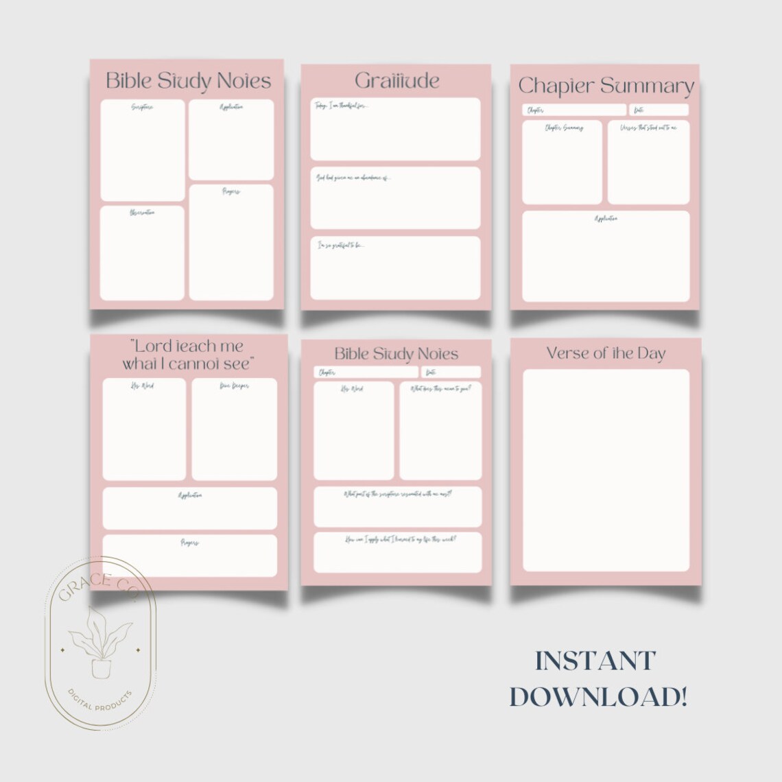 Printable Bible Study Notes Template Instant Download Bible Chapter ...