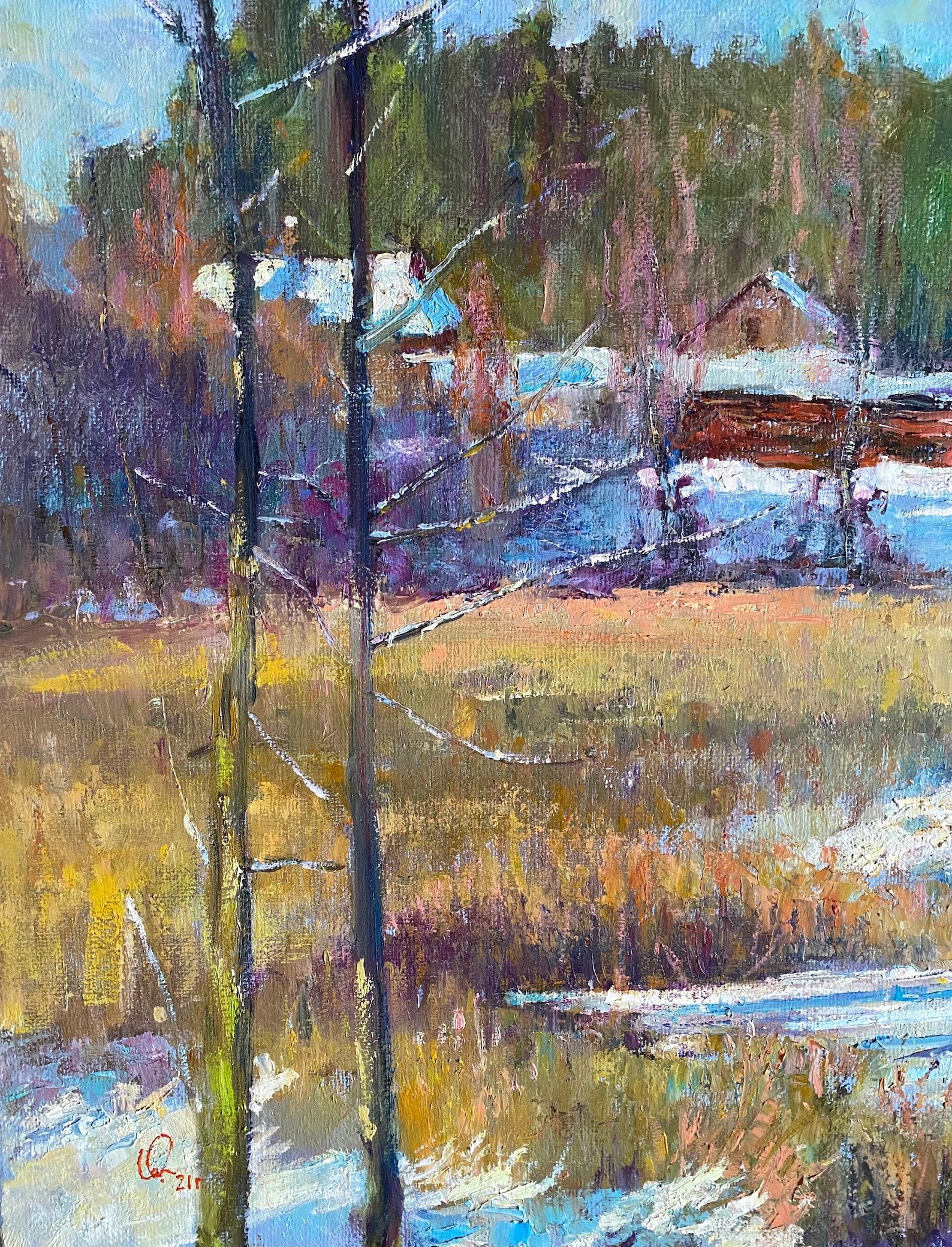 Winter Landscape Original Painting Impressionist Art Large - Etsy