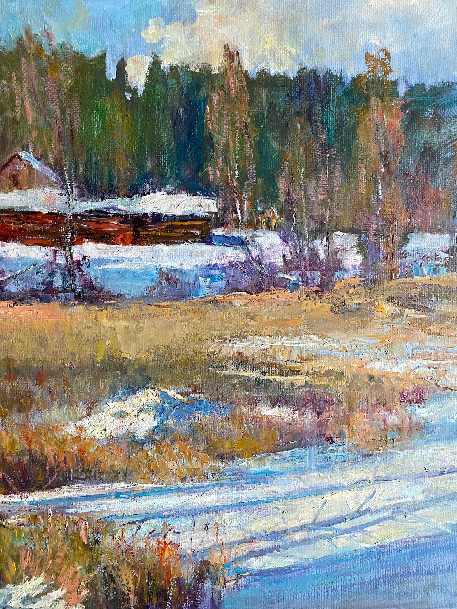 Winter Landscape Original Painting Impressionist Art Large - Etsy