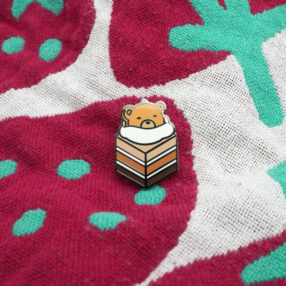 Kuma Choco Mousse Cake Enamel Pin // Happy Cake Day Dessert | Etsy