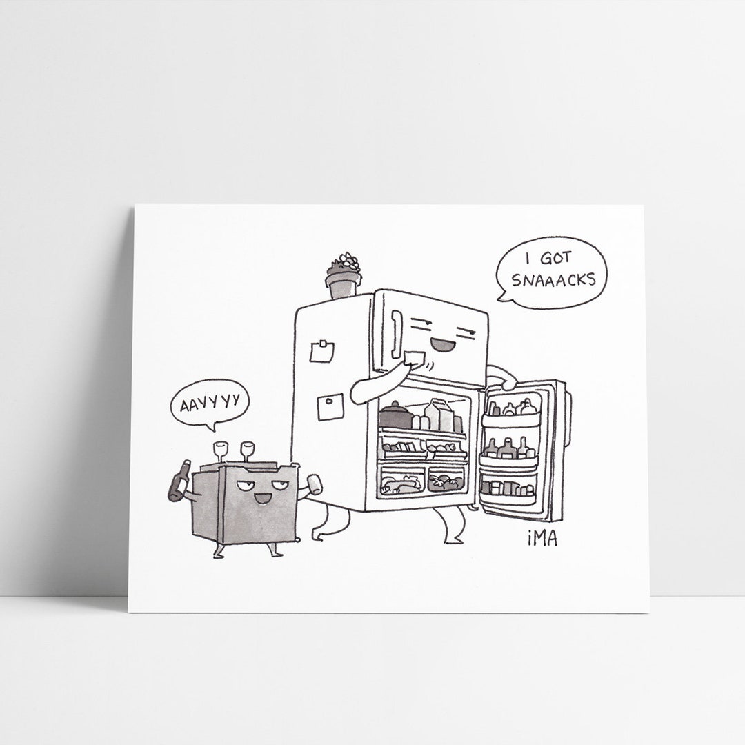 I Got Snacks Art Print physical Print / Ink Drawing - Etsy