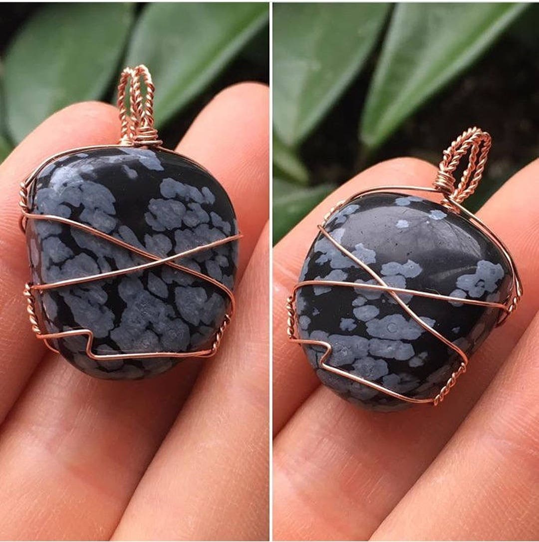Snowflake Obsidian Pendant - Etsy