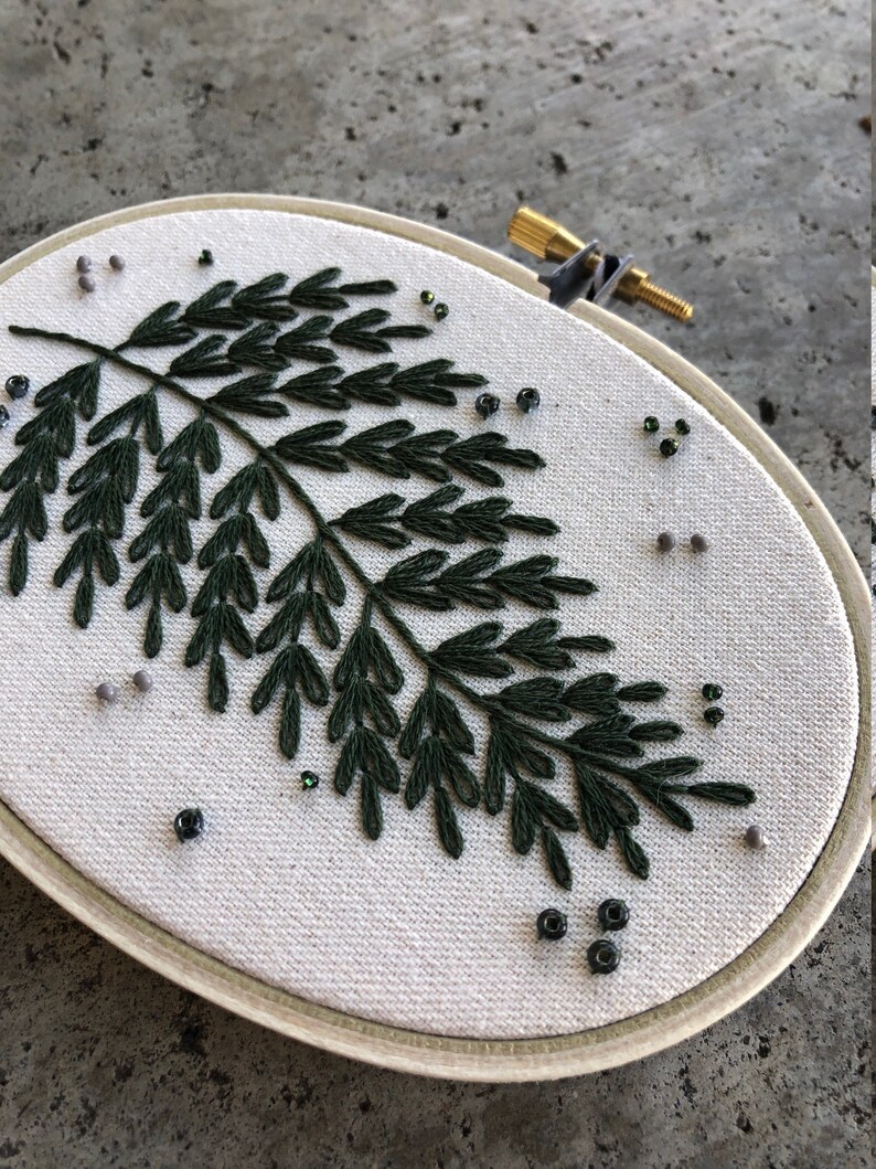 3 by 5 inch Fern Hand Embroidery Botanical Decor Nature | Etsy