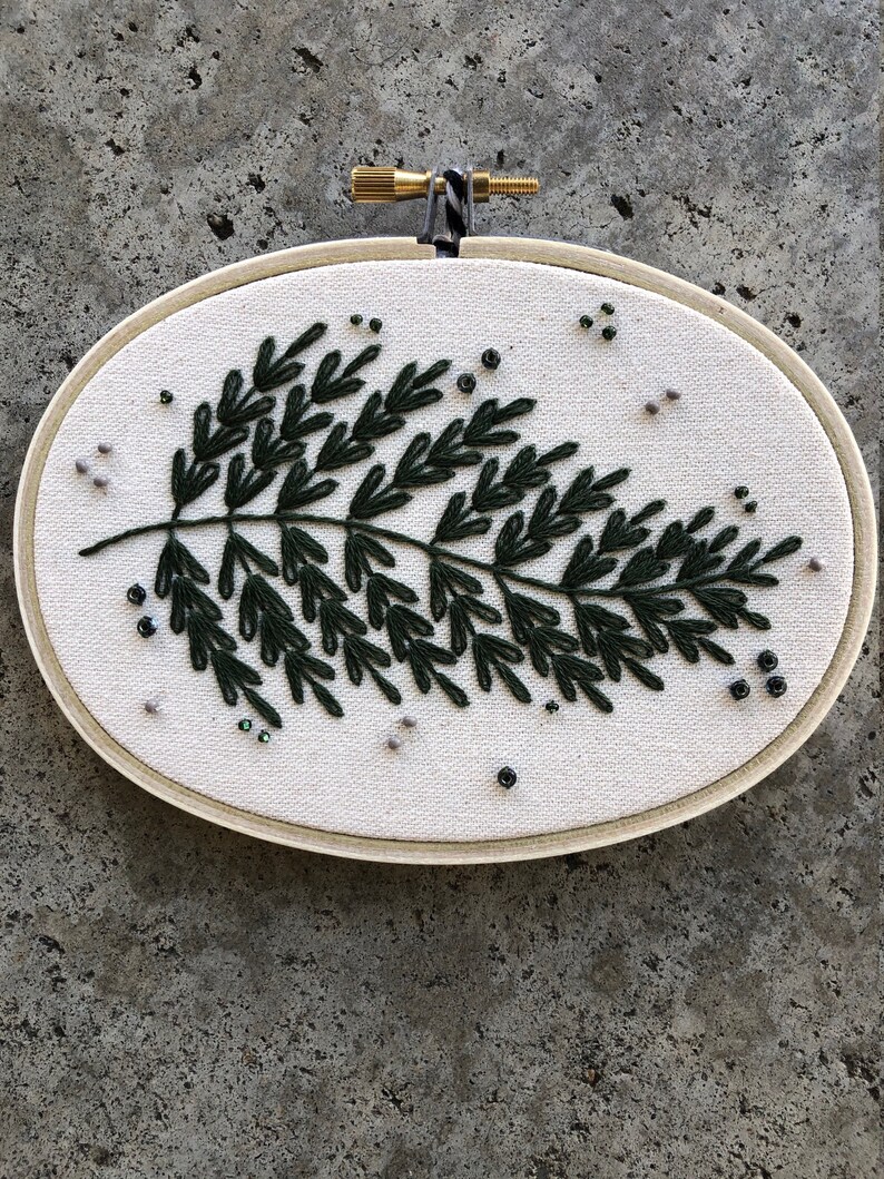 3 by 5 inch Fern Hand Embroidery Botanical Decor Nature | Etsy