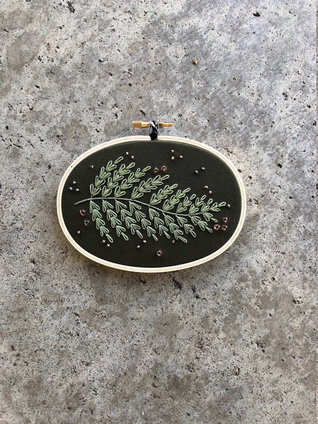 3 by 5 Inch Fern Hand Embroidery, Botanical Decor, Nature Inspired Wall ...