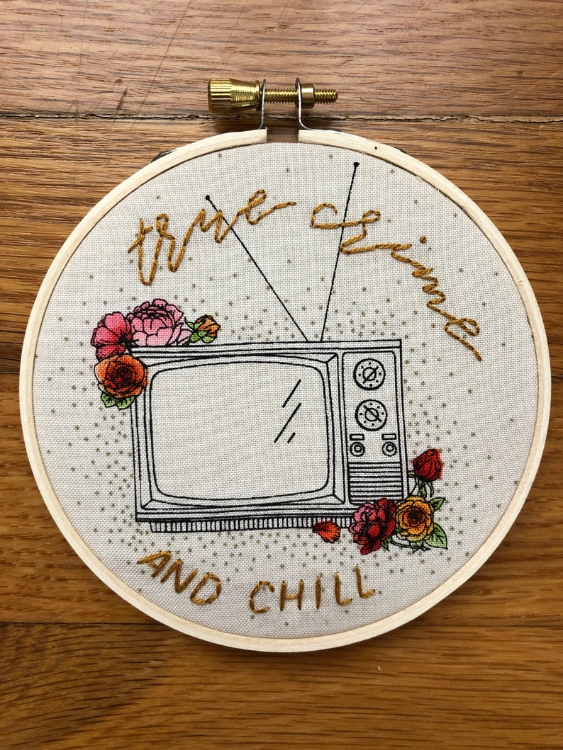 4 inch True Crime and Chill Hand Embroidery Floral Decorative | Etsy