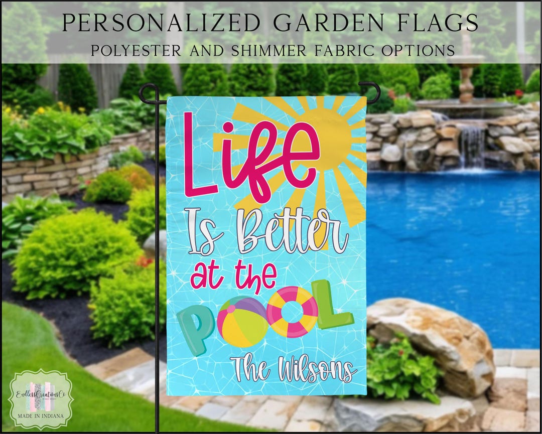 Personalized Welcome Pool Flag, Pool House Flag, Pool Garden Flag, Pool ...