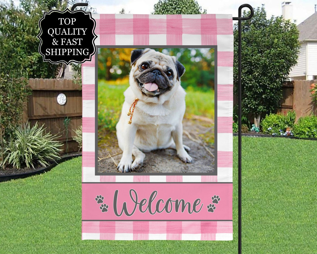 Pet Welcome Garden Flag, Custom Pet Photo Flag, Personalized Pet Flag ...