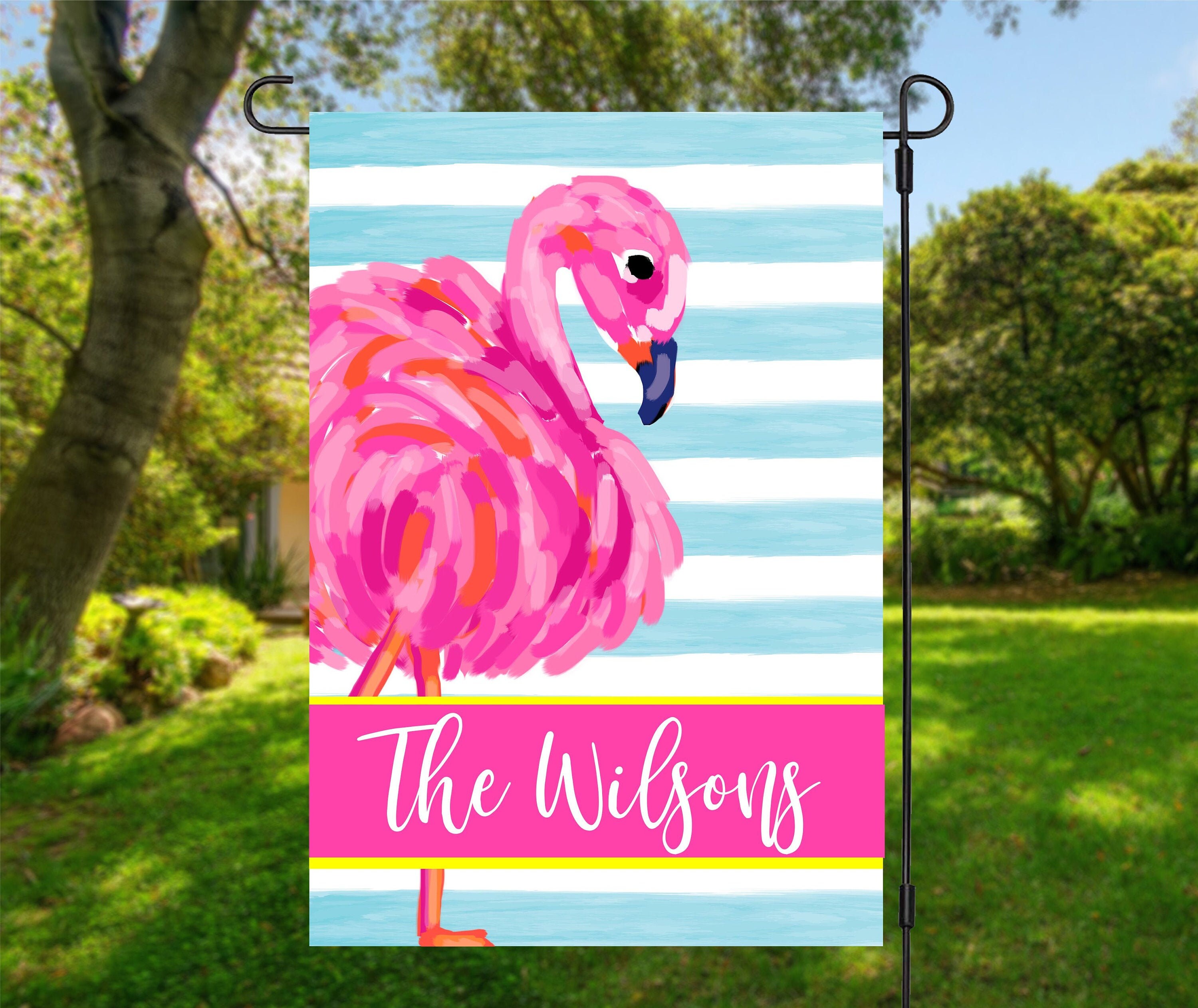 Flamingo Garden Flag Spring Garden Flag Summer Garden Flag | Etsy