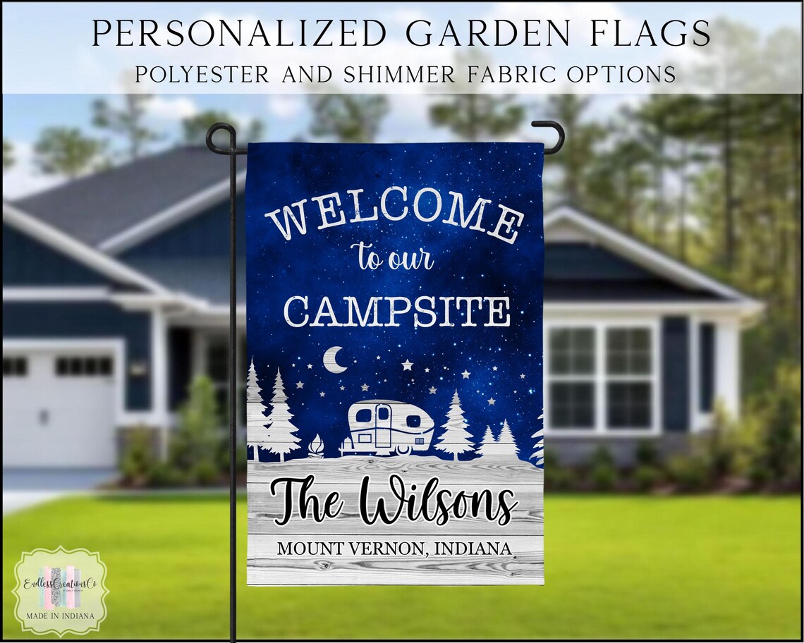Welcome to Our Campsite Garden Flag, Camping Garden Flag, Personalized ...