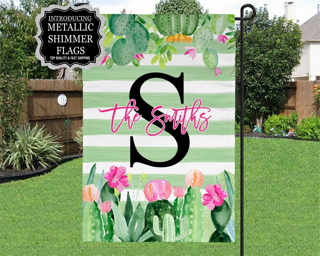Personalized Cactus Garden Flag, Spring Garden Flag, Summer Garden Flag ...