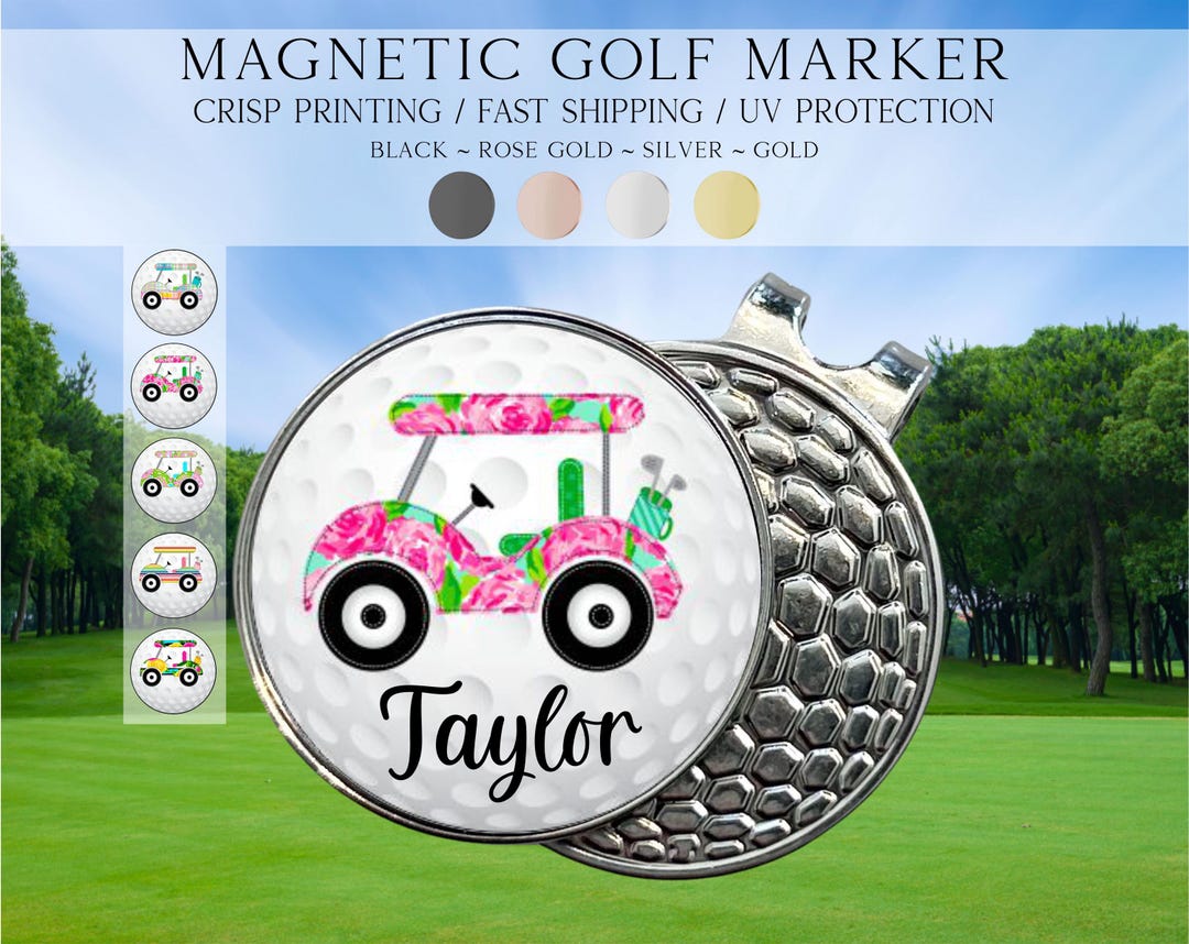 Personalized Preppy Floral Golf Marker, Golf Marker and Clip Set ...