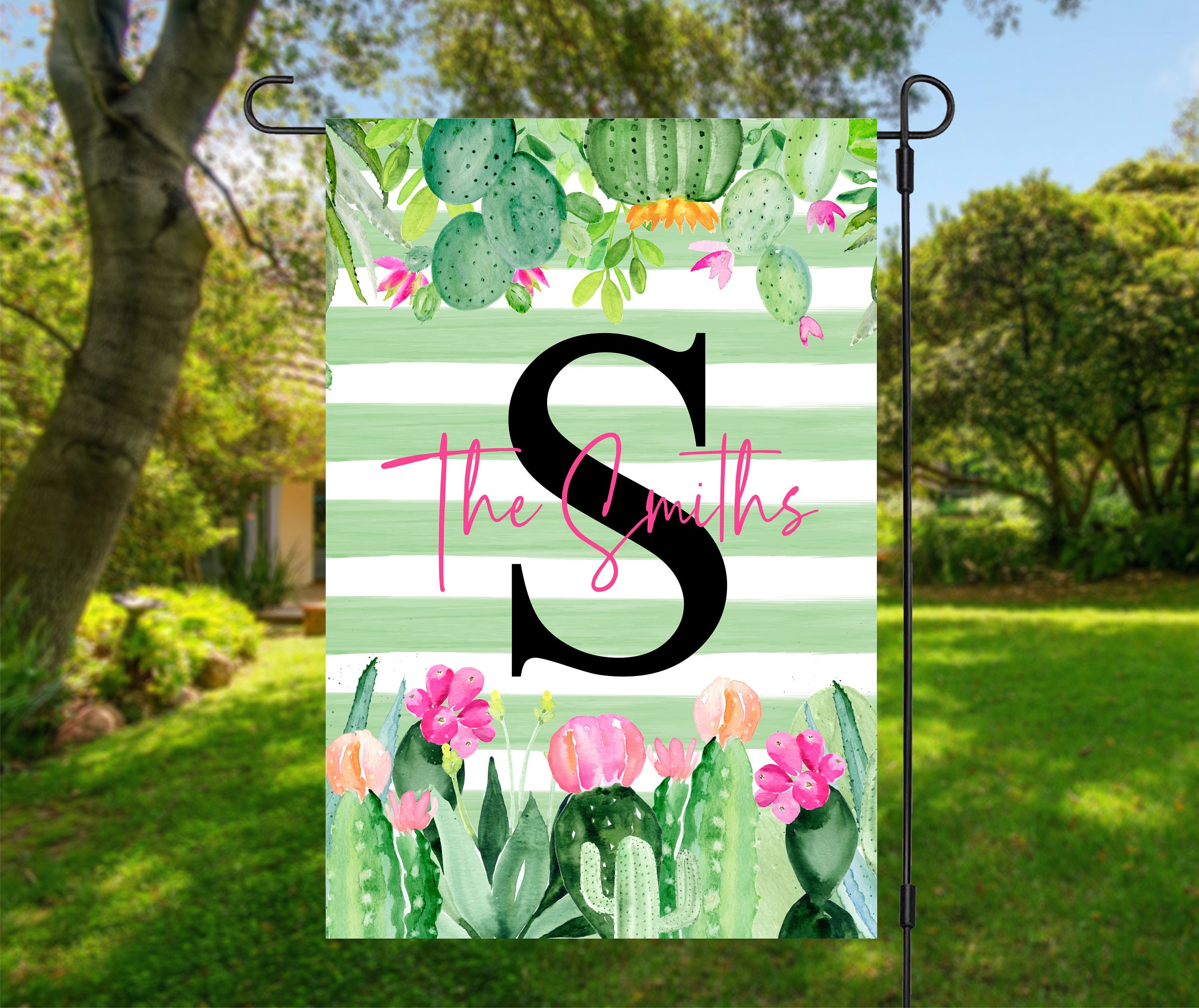 Personalized Cactus Garden Flag Spring Garden Flag Summer | Etsy