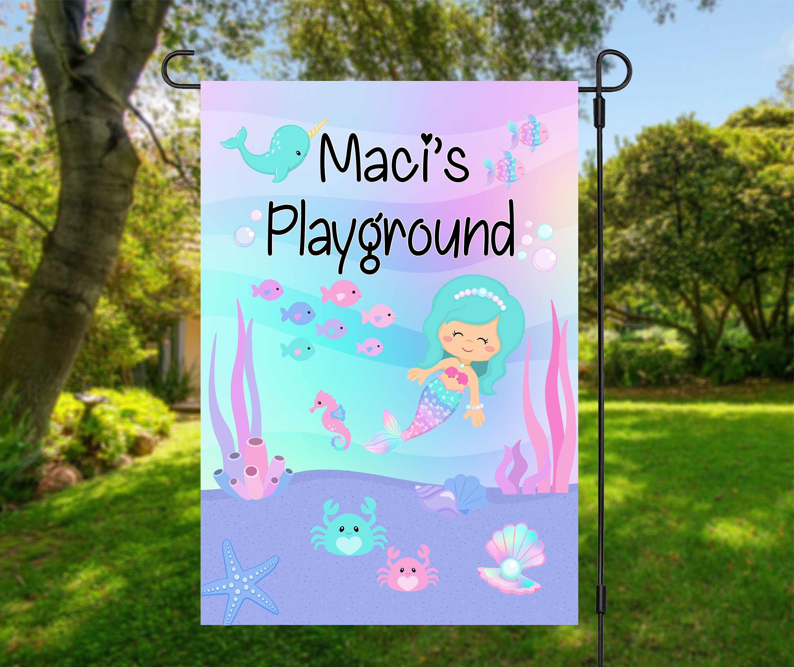 Personalized Mermaid Flag Girl Tree House Flag Kids Fort | Etsy