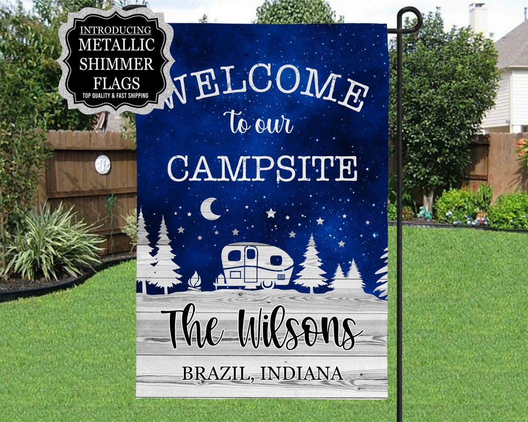 Welcome to Our Campsite Garden Flag, Camping Garden Flag, Personalized ...