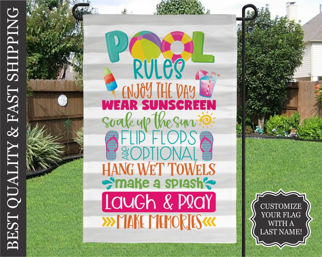 Personalized Pool Rules Flag Pool House Flag Pool Garden - Etsy