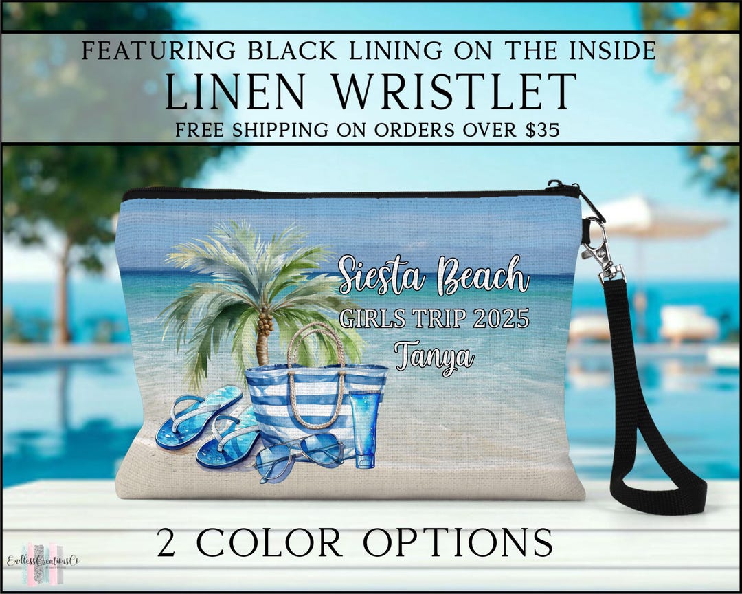 Girls Trip Beach Wristlet, Girls Trip Group Gifts, Girls Weekend Custom ...