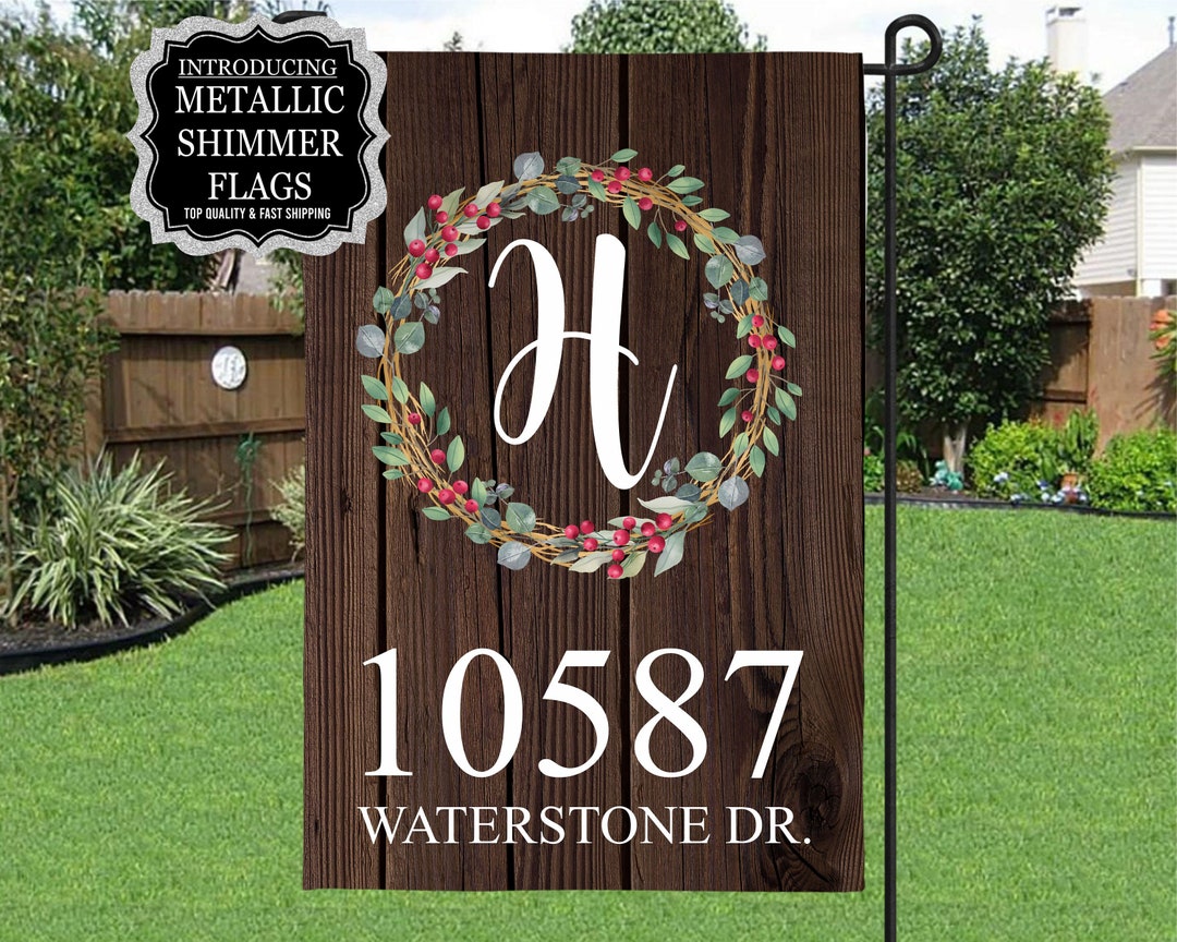 Personalized Address Garden Flag, Winter Garden Flag, Custom Address ...