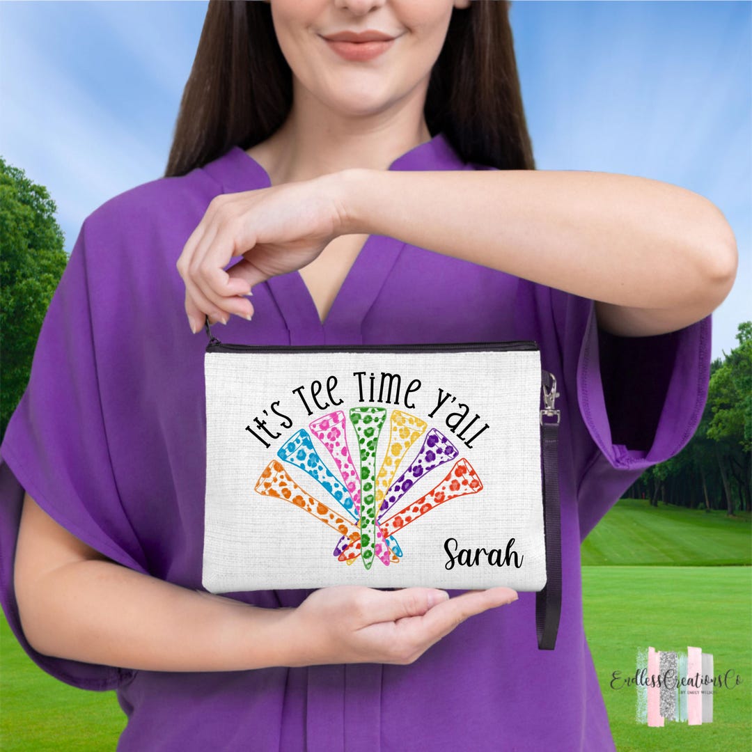 It's Tee Time Time Golf Wristlet, Personalized Golfing Bag, Custom Golf ...